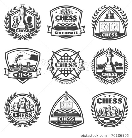 Vintage Monochrome Chess Game Labels Set - Stock Illustration [76186595 ...