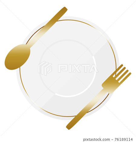 Round plate frame white & gold - Stock Illustration [76189114] - PIXTA