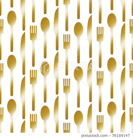 Cutlery seamless pattern Gold 2 - Stock Illustration [76189147] - PIXTA