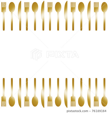 Cutlery frame square gold - Stock Illustration [76189164] - PIXTA