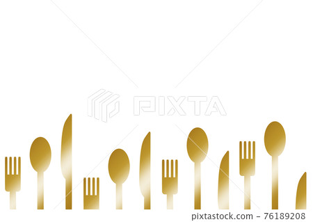 Cutlery frame rectangular gold - Stock Illustration [76189208] - PIXTA