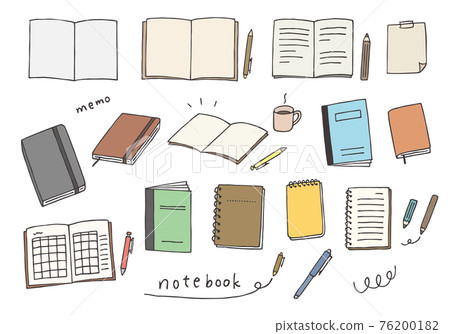 Hand-drawn illustrations of various notebooks... - Stock Illustration ...