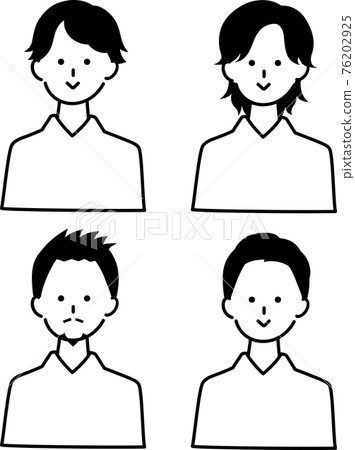 Simple male icon set 1 black and white - Stock Illustration [76202925 ...