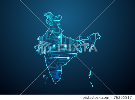 Abstract futuristic map of india. Circuit Board... - Stock Illustration ...