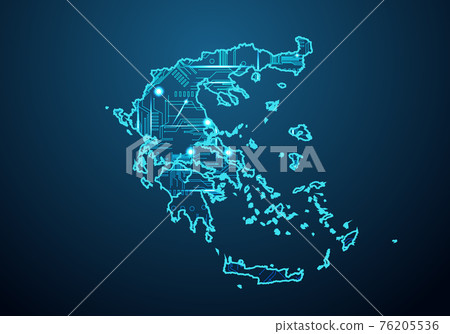 Abstract futuristic map of greece.Circuit Board... - Stock Illustration ...