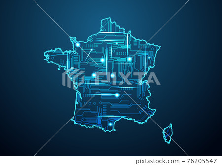 Abstract futuristic map of france.Circuit Board... - Stock Illustration ...