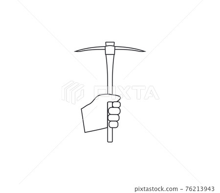 Hand holding pickaxe icon. Vector illustration,... - Stock Illustration ...