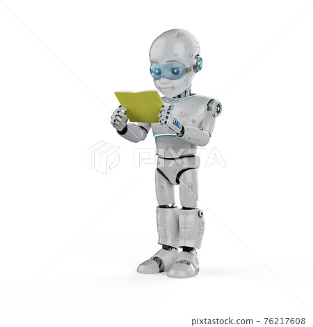 friendly robot reading a book - Stock Illustration [76217608] - PIXTA