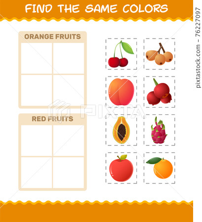 Find the same colors of fruits. Searching and... - Stock Illustration ...