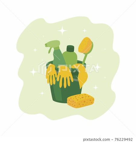 A set of cleaning products. Illustration with... - Stock Illustration ...