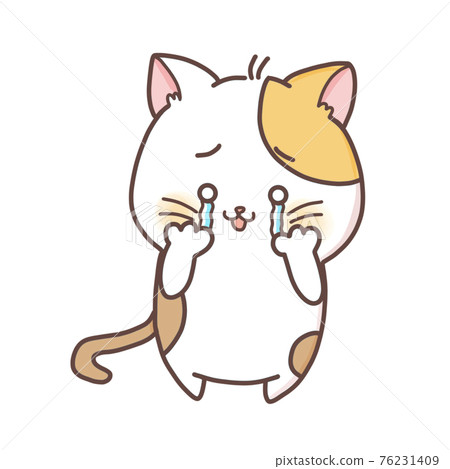 Calico cat with a sad expression - Stock Illustration [76231409] - PIXTA