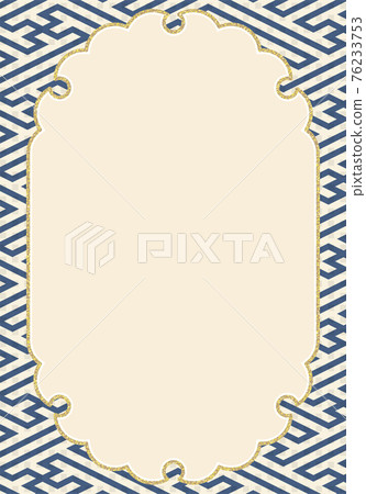 Snow ring pattern frame ornament Kanji... - Stock Illustration ...