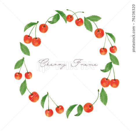Cherry cherry cherry white circle frame... - Stock Illustration ...