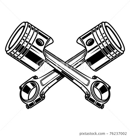 Crossed motorcycle pistons. Design element for... - Stock Illustration ...