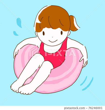 Line drawing illustration of a little girl... - Stock Illustration ...