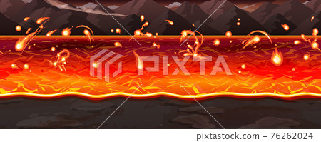 Magma_Lava seascape illustration_Side-scrolling... - Stock Illustration ...