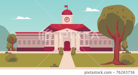 Building of college campus or university, front... - Stock Illustration ...