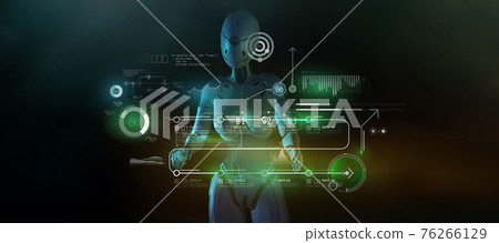 The robot works with an array of data. - Stock Illustration [76266129 ...