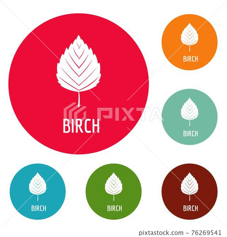 Birch leaf icons circle set vector - Stock Illustration [76269541] - PIXTA