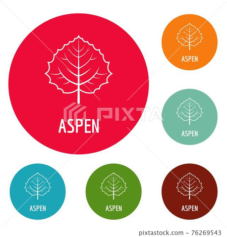 Aspen leaf icons circle set vector - Stock Illustration [76269543] - PIXTA