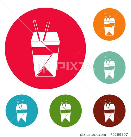 Chinese fast food icons circle set vector - Stock Illustration ...