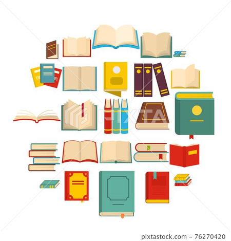 Book icons set, flat style - Stock Illustration [76270420] - PIXTA