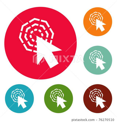 Arrow cursor click icons circle set vector - Stock Illustration ...