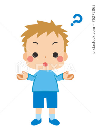 Illustration of a cute little boy asking questions - Stock Illustration ...