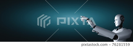 AI humanoid robot touching finger at copy space - Stock Illustration ...