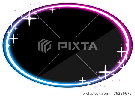 Oval neon frame pink & blue black plate - Stock Illustration [76286673 ...