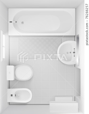Bathroom interior top view, room design project - Stock Illustration ...