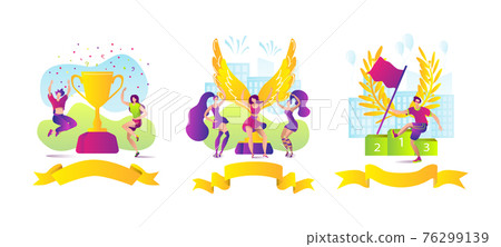 Winner people concept, vector illustration. Man... - Stock Illustration ...