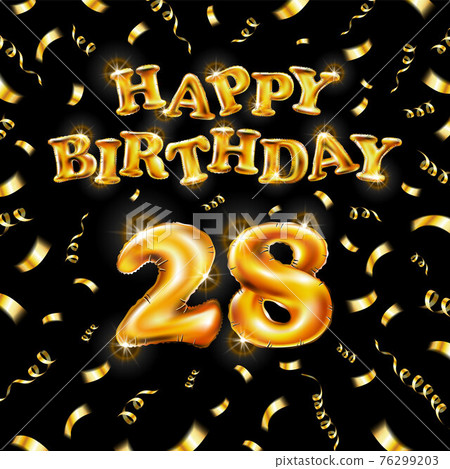 Golden number 28 twenty eight metallic balloon....-插圖素材 [76299203 ...