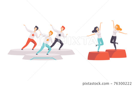 People Taking Part on TV Show Set, Young People... - Stock Illustration ...
