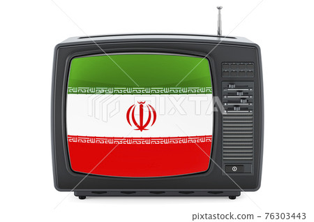 Iranian Television concept. TV set with flag of... - Stock Illustration ...