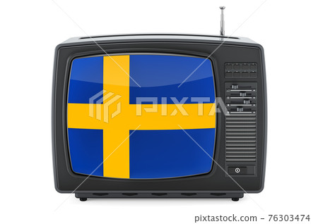 Swedish Television concept. TV set with flag of... - Stock Illustration ...