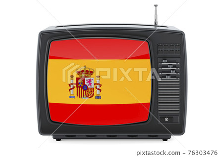 Spanish Television concept. TV set with flag of... - Stock Illustration ...