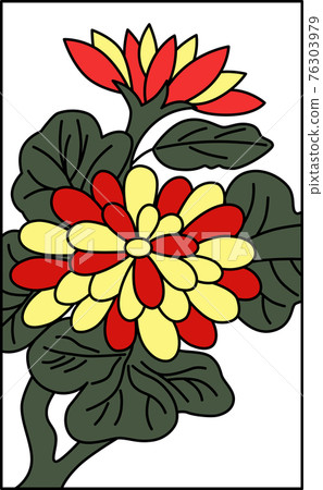 Hanafuda Nagatsuki chrysanthemum September... - Stock Illustration ...