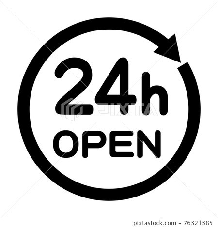 Open 24 hours 24h OPEN (English POP icon) - Stock Illustration ...