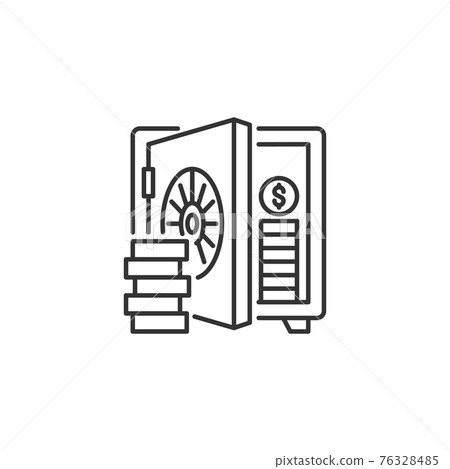 Coins in Safe Related Vector Line Icon. - Stock Illustration [76328485 ...