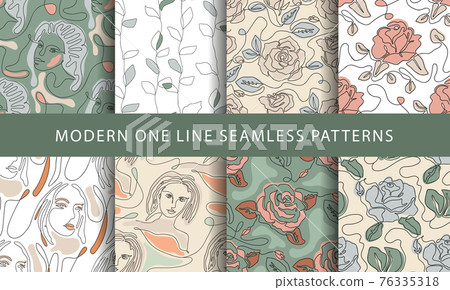 One line seamless modern pattern. - Stock Illustration [76335318] - PIXTA