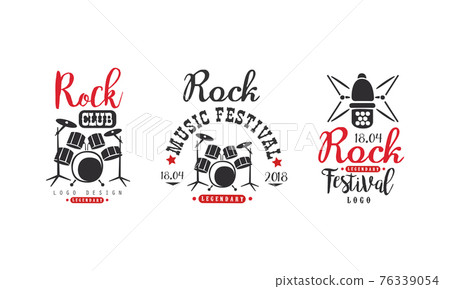 Rock Club Logo Set, Music Festival Retro Badges... - Stock Illustration ...