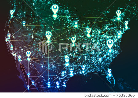 USA People network and national connection in... - Stock Illustration ...