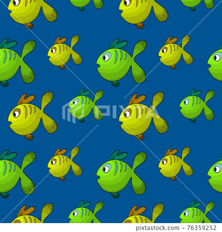 Seamless pattern with cute fish on blue... - Stock Illustration ...