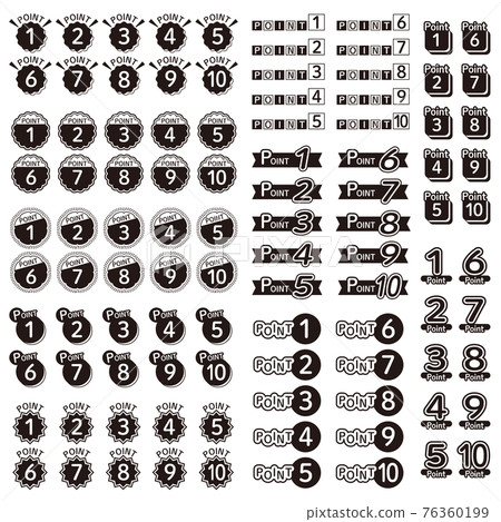 Point number icon set (monochrome) - Stock Illustration [76360199] - PIXTA
