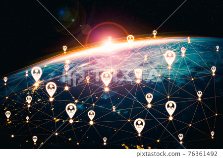 People network and global earth connection in... - Stock Illustration ...