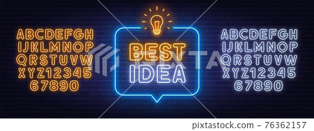 Best Idea neon sign on brick wall background. - Stock Illustration ...