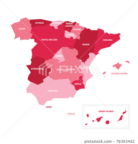 Spain - map of autonomous communities - Stock Illustration [76363482 ...