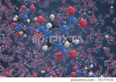 Molecule of cyclonite, ball-and-stick molecular... - Stock Illustration ...