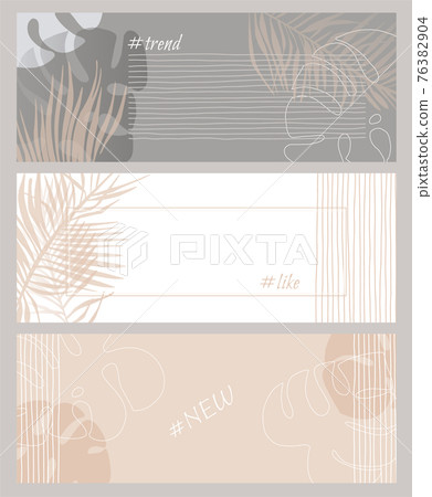 Set of Floral abstract tropical header. Modern... - Stock Illustration ...